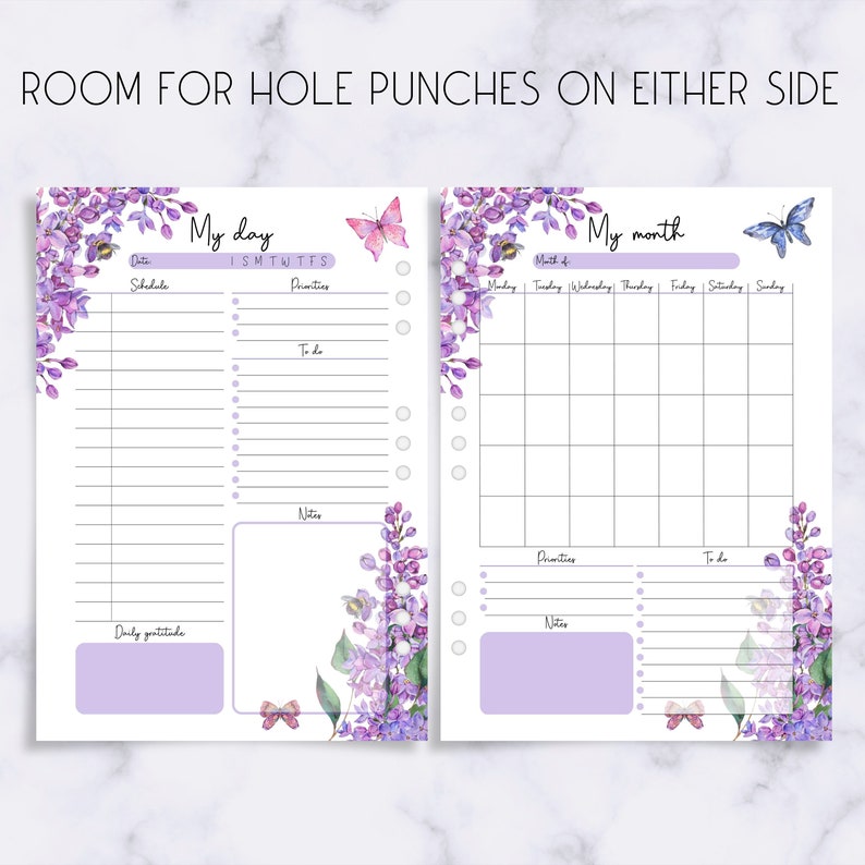 Floral Planner Bundle: Lilac Theme, Daily, Weekly, Monthly (printable ...