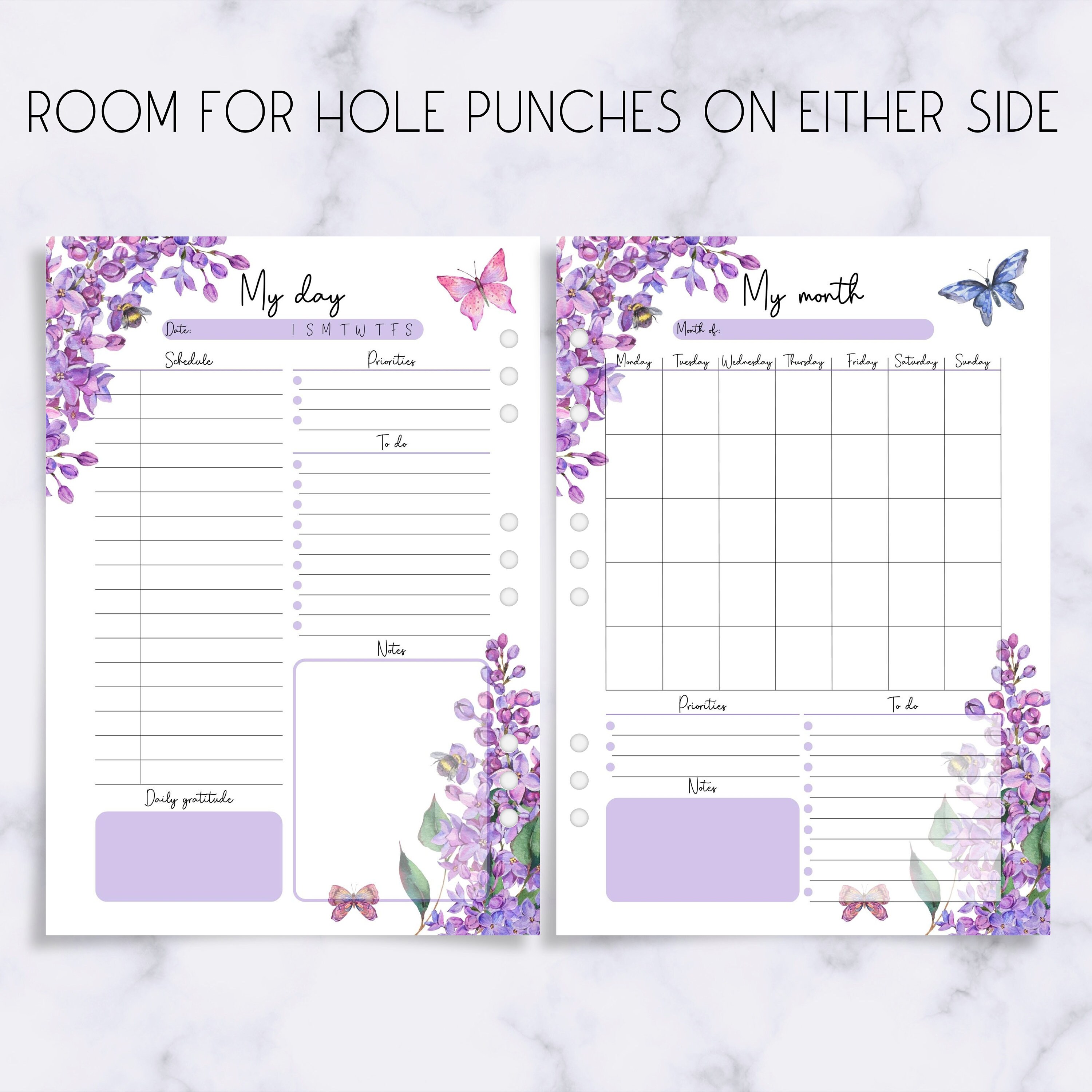 Printable Planner Bundle Floral Planner Lilac Flower Themed - Etsy