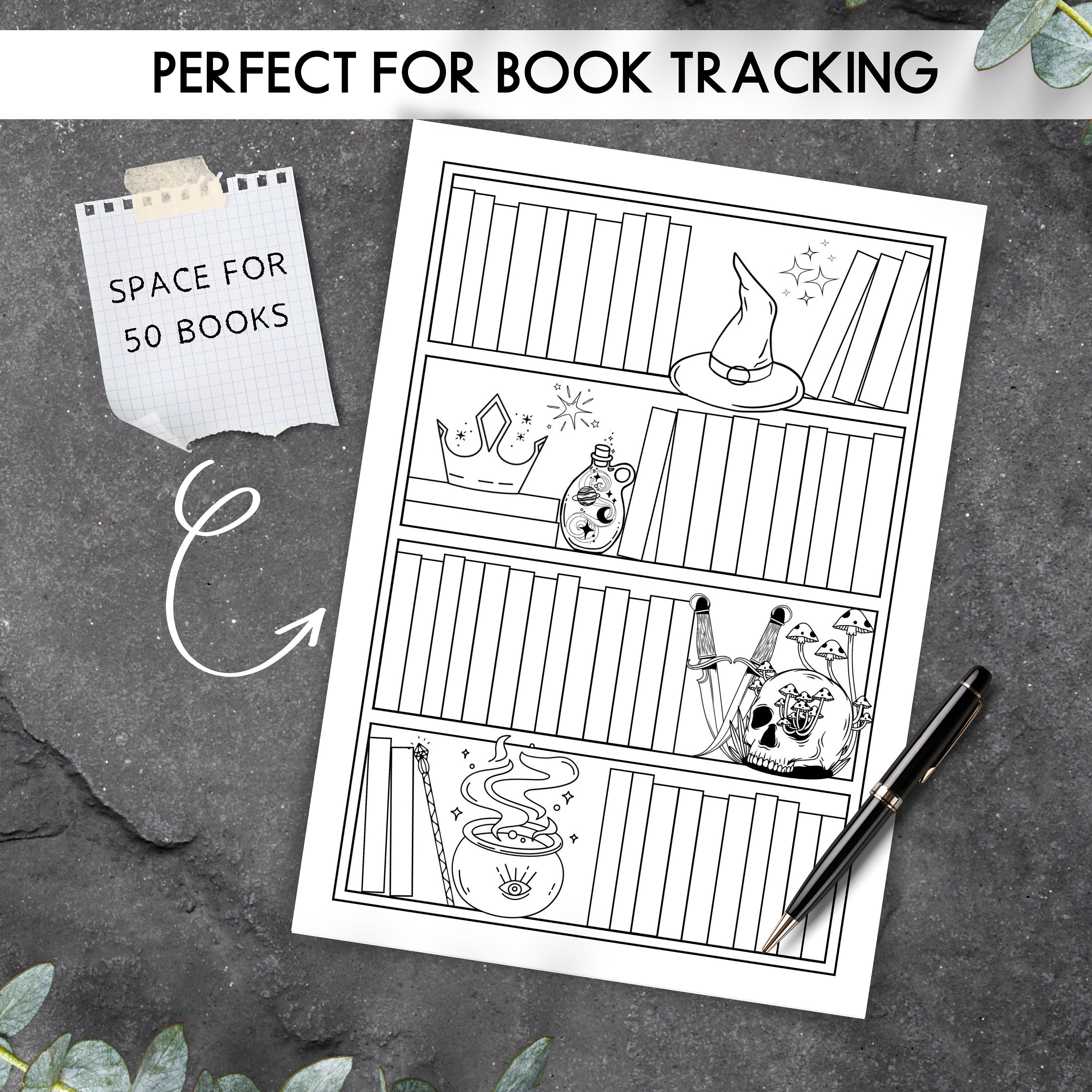Printable Bookshelf Reading Tracker Fantasy Theme Reading - Etsy