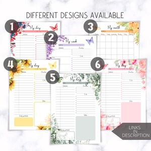 Printable Planner Bundle, Flower Themed Planner Printable, Daily Plan ...
