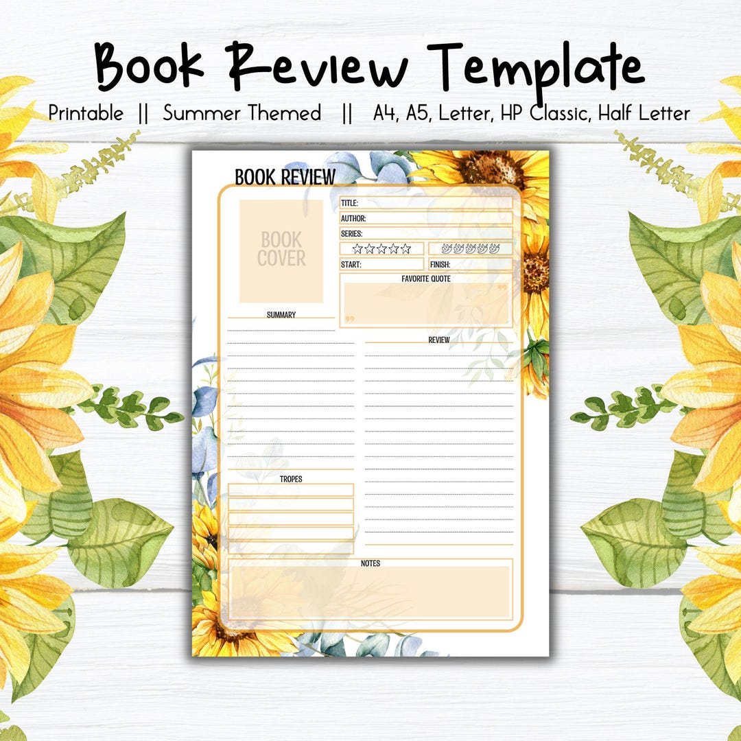 Printable Book Review, Summer Reading Tracker, Printable Reading ...