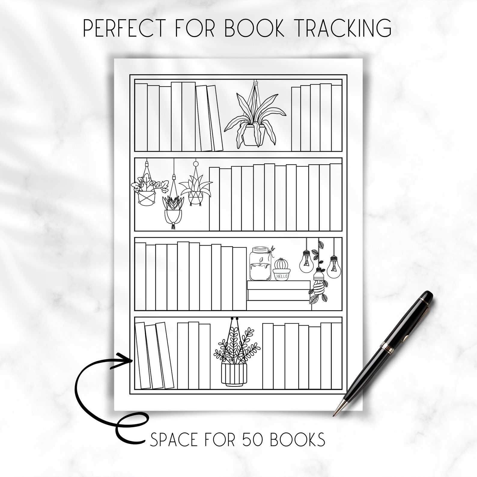 Bookshelf Reading Tracker Printable: 50 Books Reading Log (a4/a5/letter ...