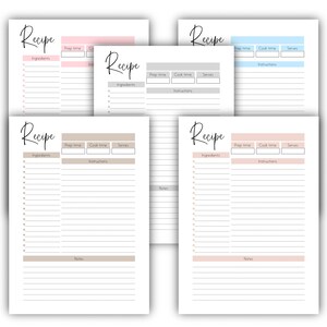 Recipe Template Printable, Blank Recipe Page, Cookbook Template, Recipe ...