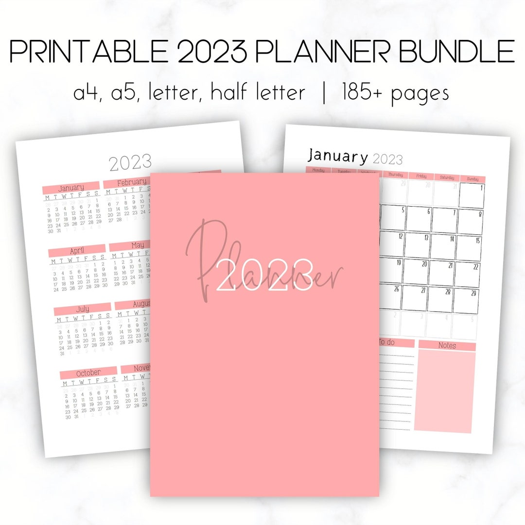 2023 Planner Pink Printable Daily Planner Weekly Planner - Etsy