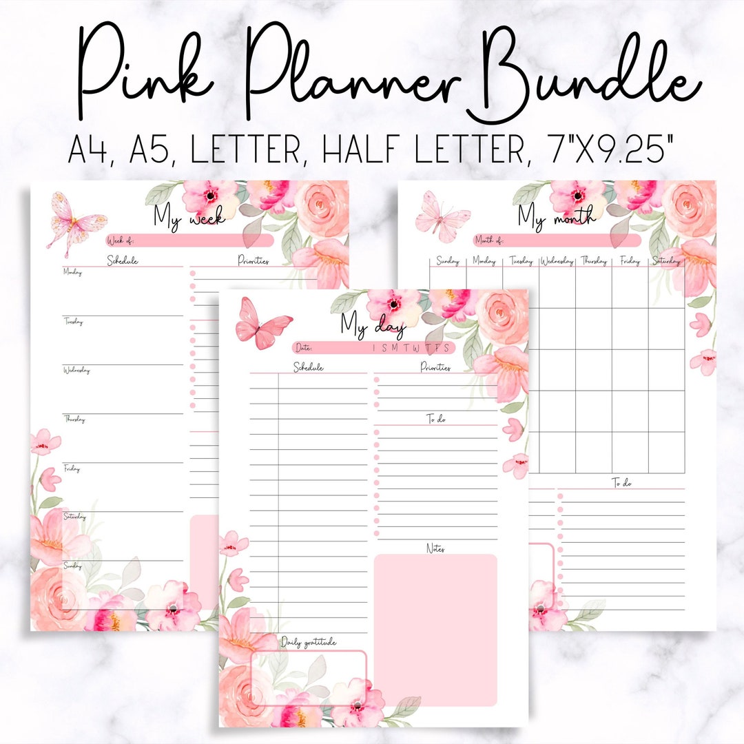 Floral Planner Bundle: Daily, Weekly, Monthly (digital Download) - Etsy