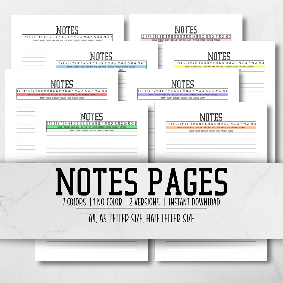 Printable Notes Pages, Lined Notes Pages, Daily Notes, Notes Planner ...