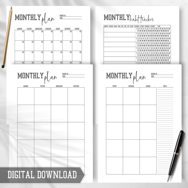 Planner Bundle Printable Daily Planner Weekly Planner Monthly - Etsy