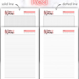 Notes Pages Printable, Colorful Notes, Lined Notes Pages, Graph Paper ...