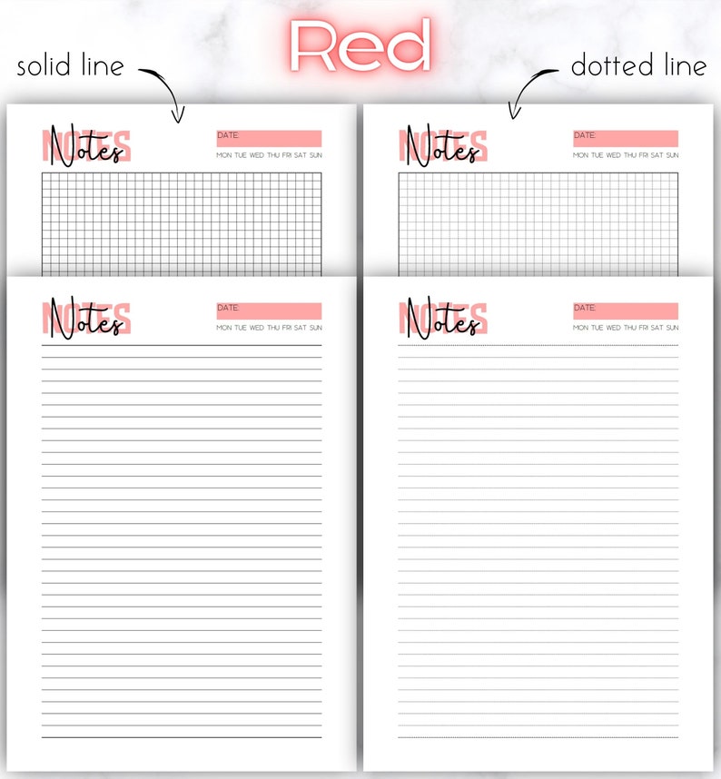 Notes Pages Printable Colorful Notes Lined Notes Pages - Etsy