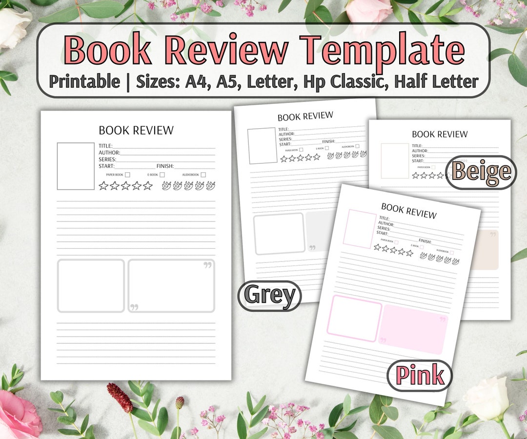Printable Book Review Template, Printable Reading Journal, Reading ...