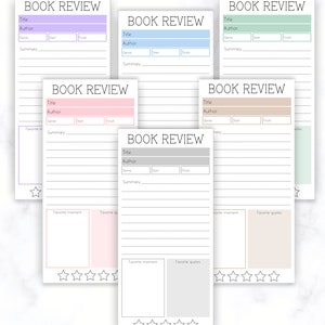 Book Review Bookmarks Printable: Reading Log, Tracker (PDF) - Etsy