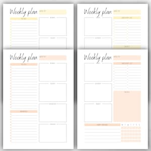 2-page Weekly Planner Printable, Week on 2 Pages, Colorful Weekly Plan ...