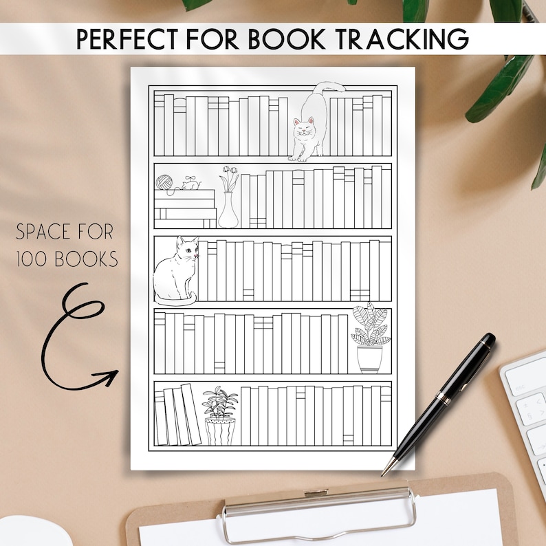 Cat Theme Reading Log: 100 Books Tracker (printable PDF) - Etsy