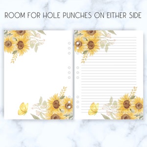 Printable Sunflower Stationery, Sunflower Writing Paper, Floral ...