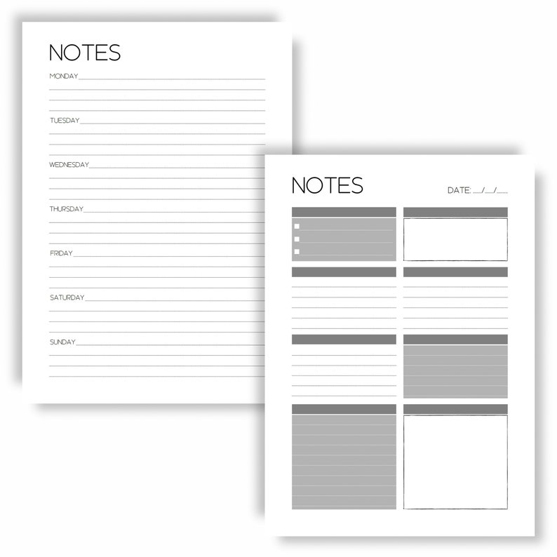 Notes Pages Printable Lined Notes Pages Notes Planner Study - Etsy