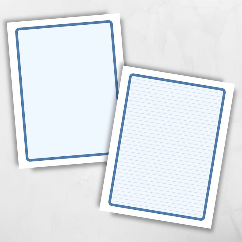 Blue Floral Stationery: Lined Writing Paper (digital Download) - Etsy