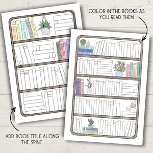 Bookshelf Reading Log Printable: 50 & 100 Book Challenge (digital ...