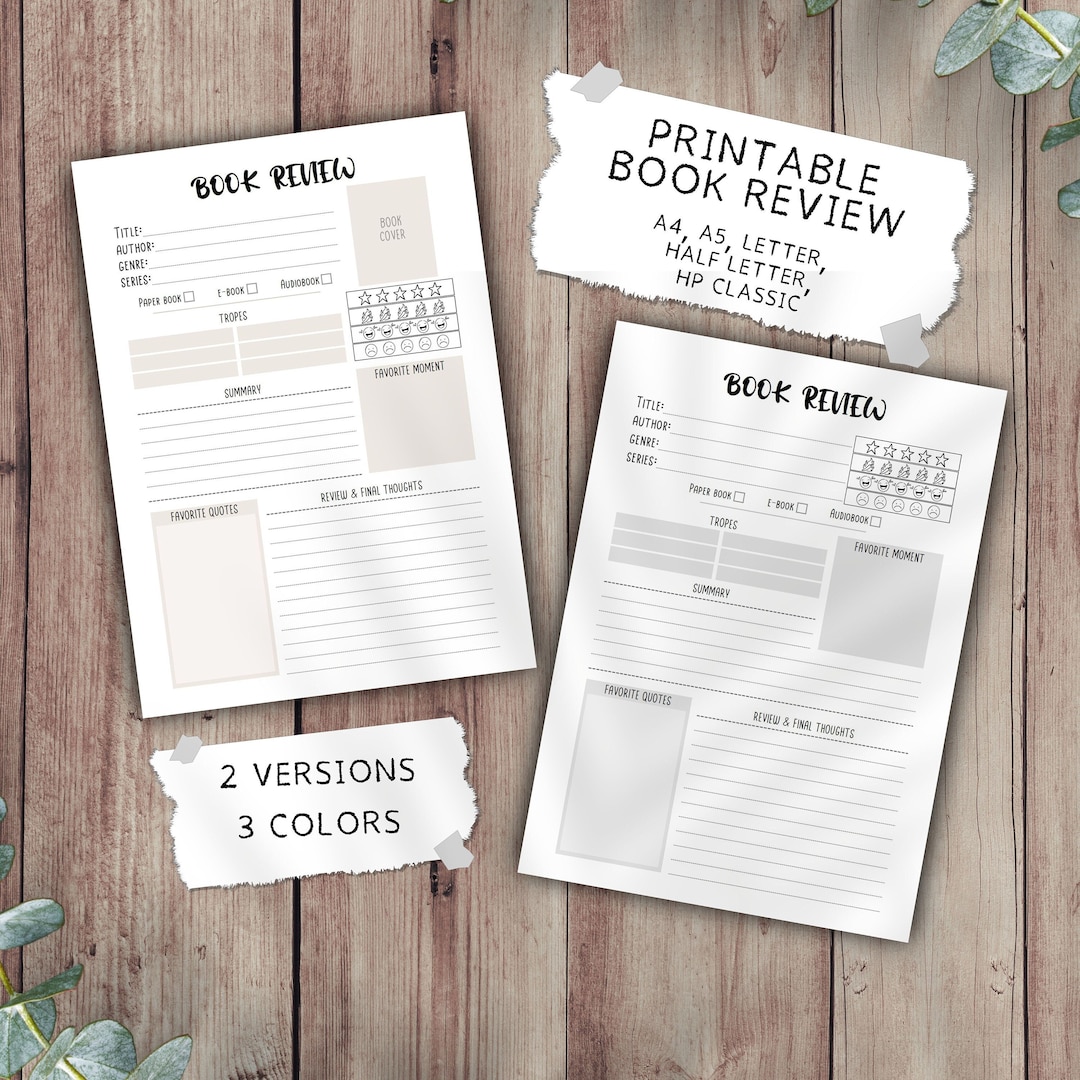 Book Review Template With Tropes, Printable Reading Journal, Reading ...