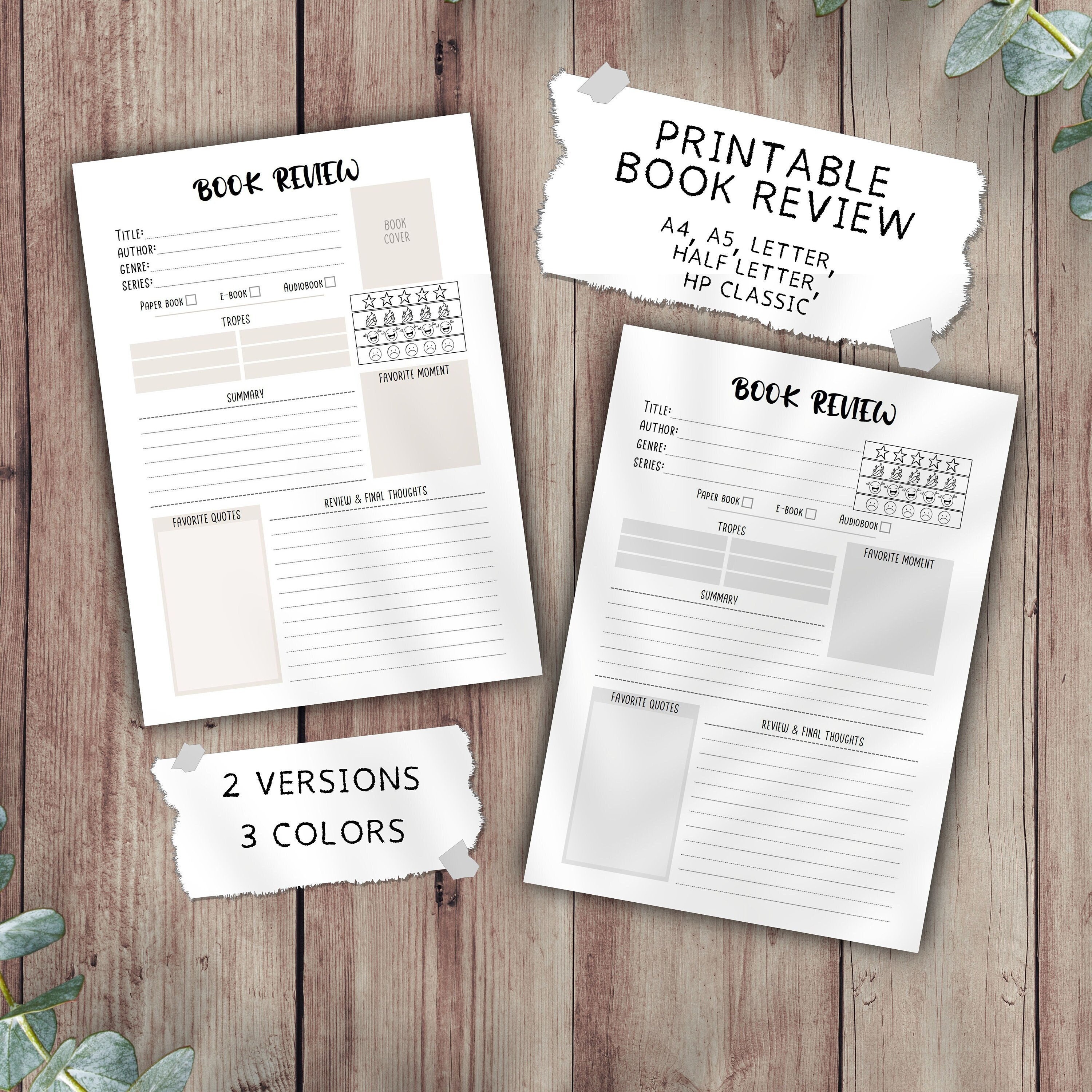 Book Review Template With Tropes Printable Reading Journal - Etsy