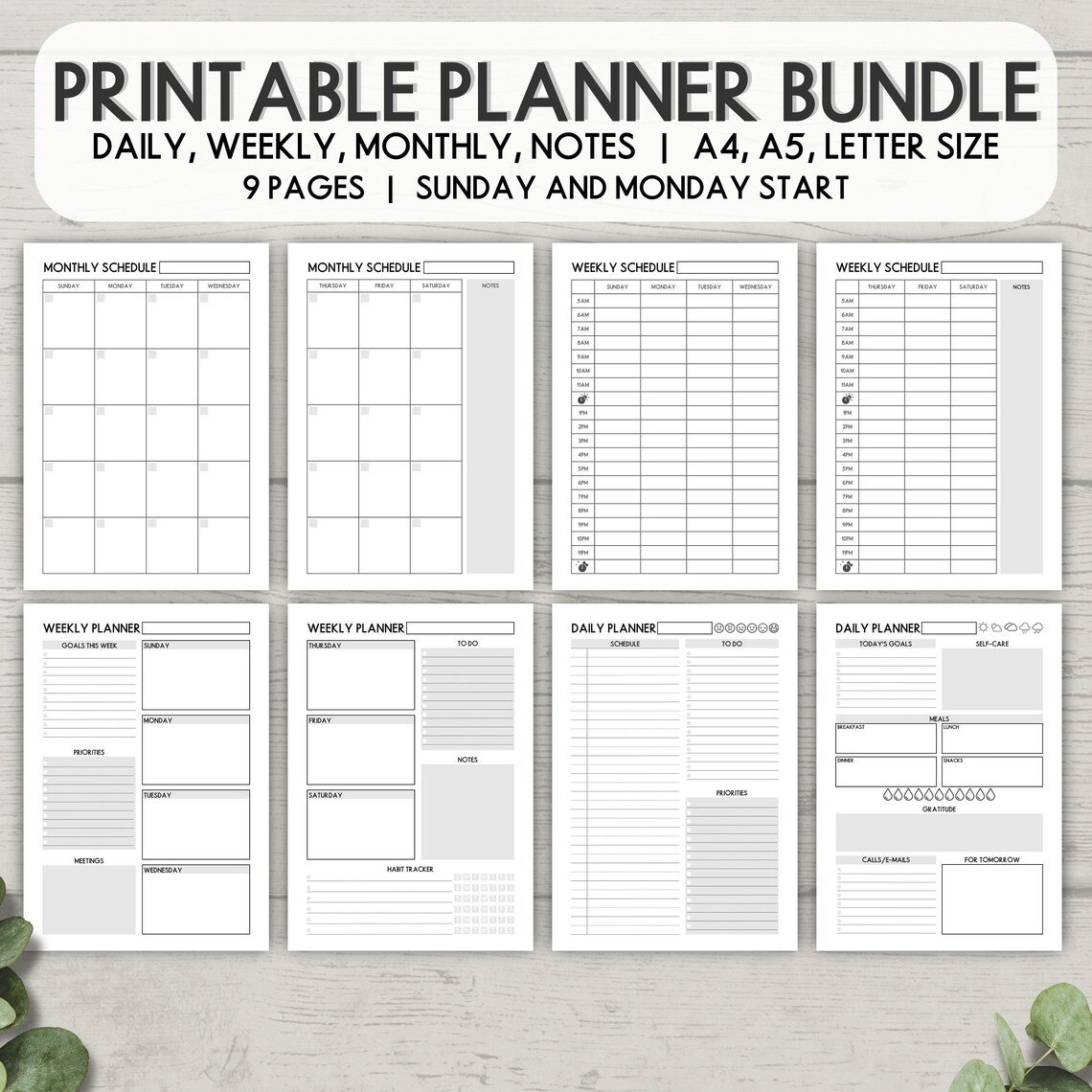 Planner Bundle Printable Daily Planner Weekly Planner - Etsy