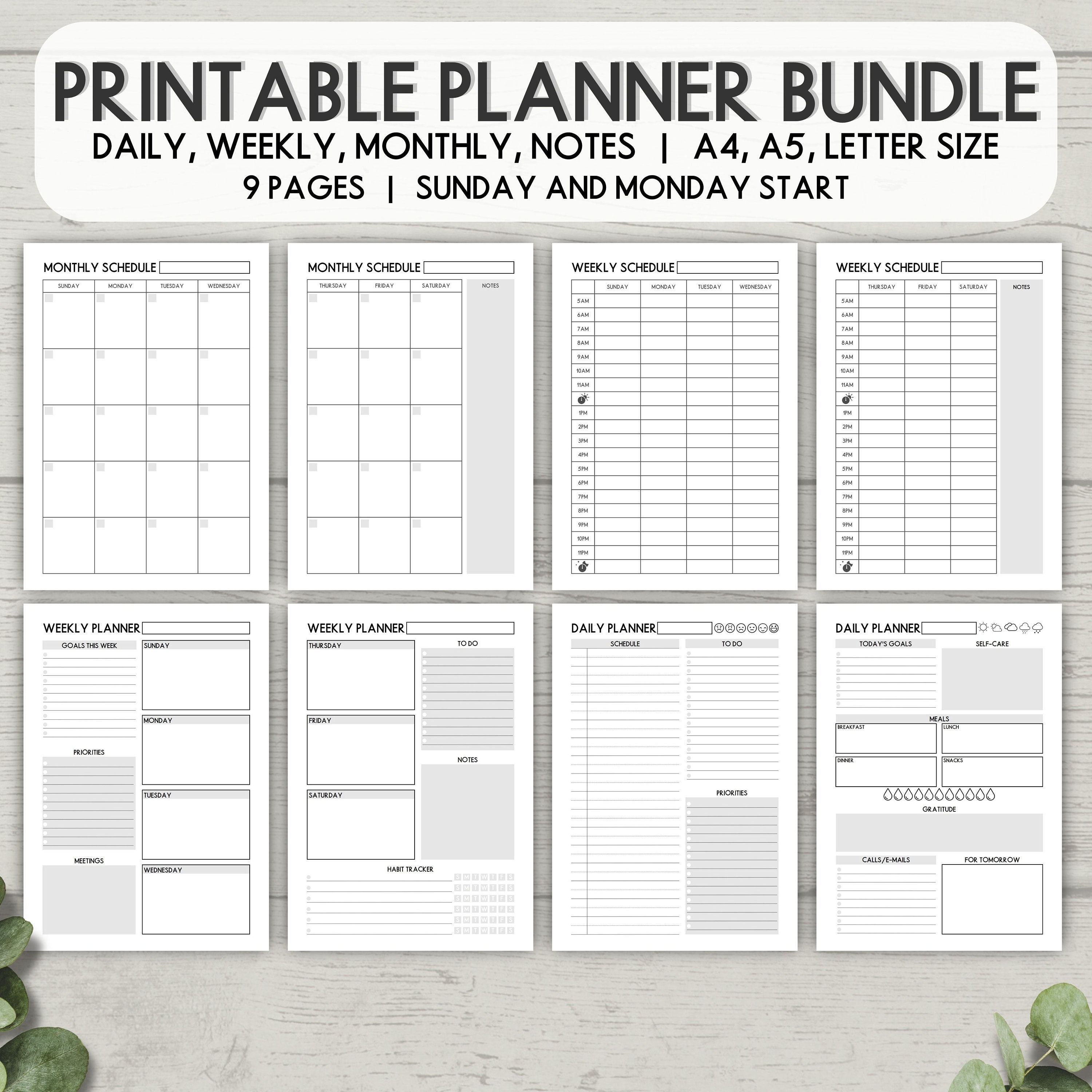 Planner Bundle Printable Daily Planner Weekly Planner - Etsy