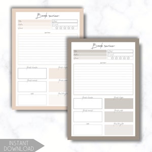 Printable Book Review Template Colorful Book Review Cute - Etsy