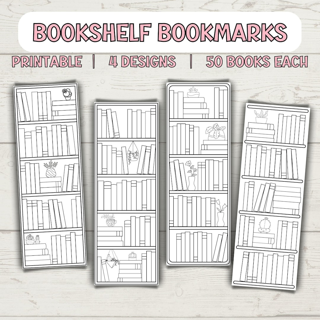 Printable Bookshelf Bookmarks Reading Tracker Coloring - Etsy
