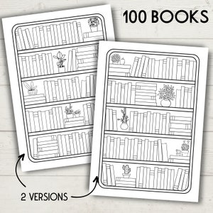Bookshelf Reading Log Printable: 50 & 100 Book Challenge (digital ...