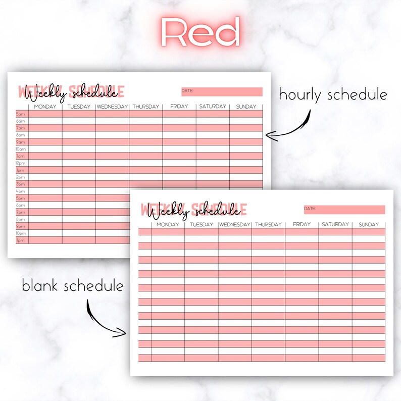 Printable Weekly Schedule: Hourly Planner, A4 A5 Letter Sizes (digital ...