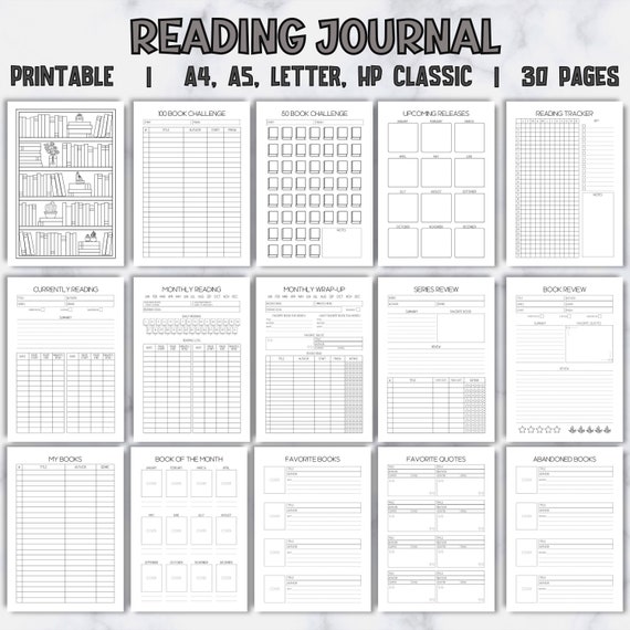 Reading Tracker Bundle Printable Reading Log Journal Book Etsy 2025