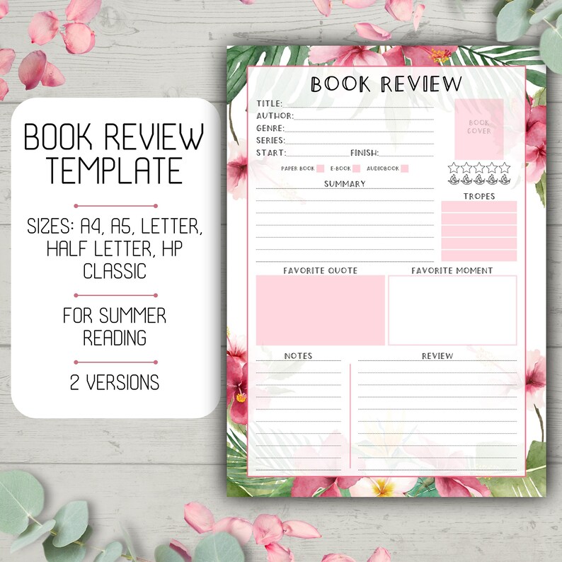 Printable Book Review Summer Reading Tracker Printable - Etsy
