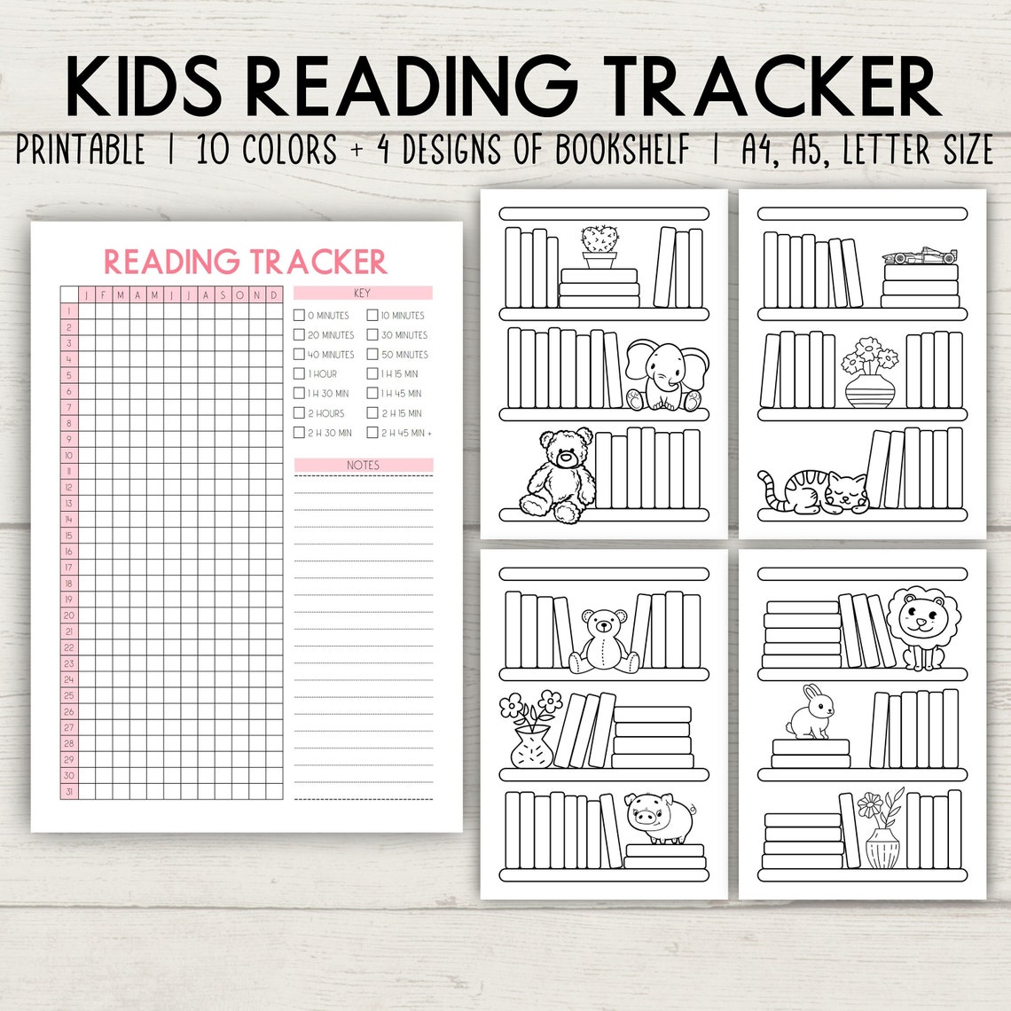 Kids Reading Tracker Printable Bookshelf Reading Log for Kids - Etsy UK