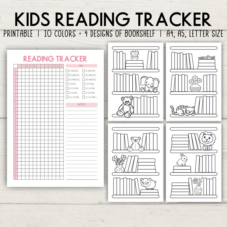 Kids Reading Tracker Printable Bookshelf Reading Log for Kids - Etsy UK