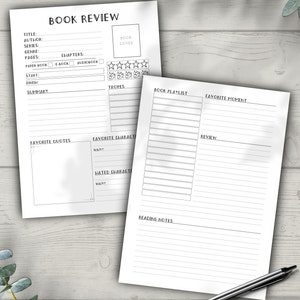 Printable Book Review Template: Reading Journal (digital Download) - Etsy