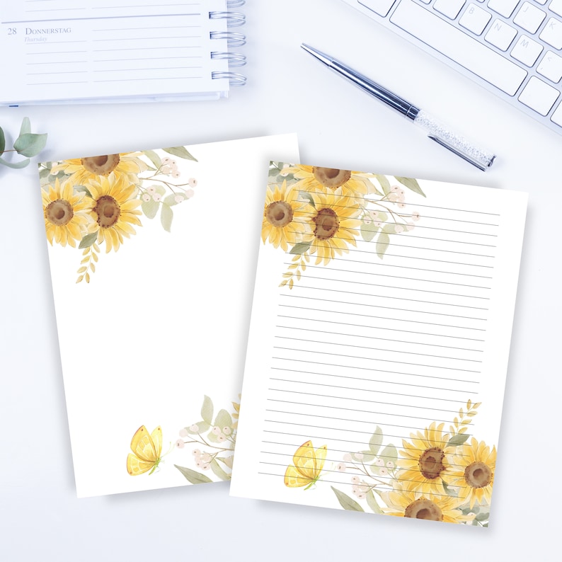 Printable Sunflower Stationery Sunflower Writing Paper - Etsy
