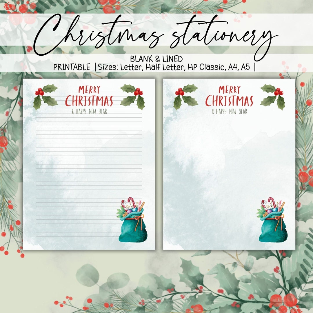 Christmas Stationery Printable, Colorful Notes Pages A4 A5 Letter Half ...