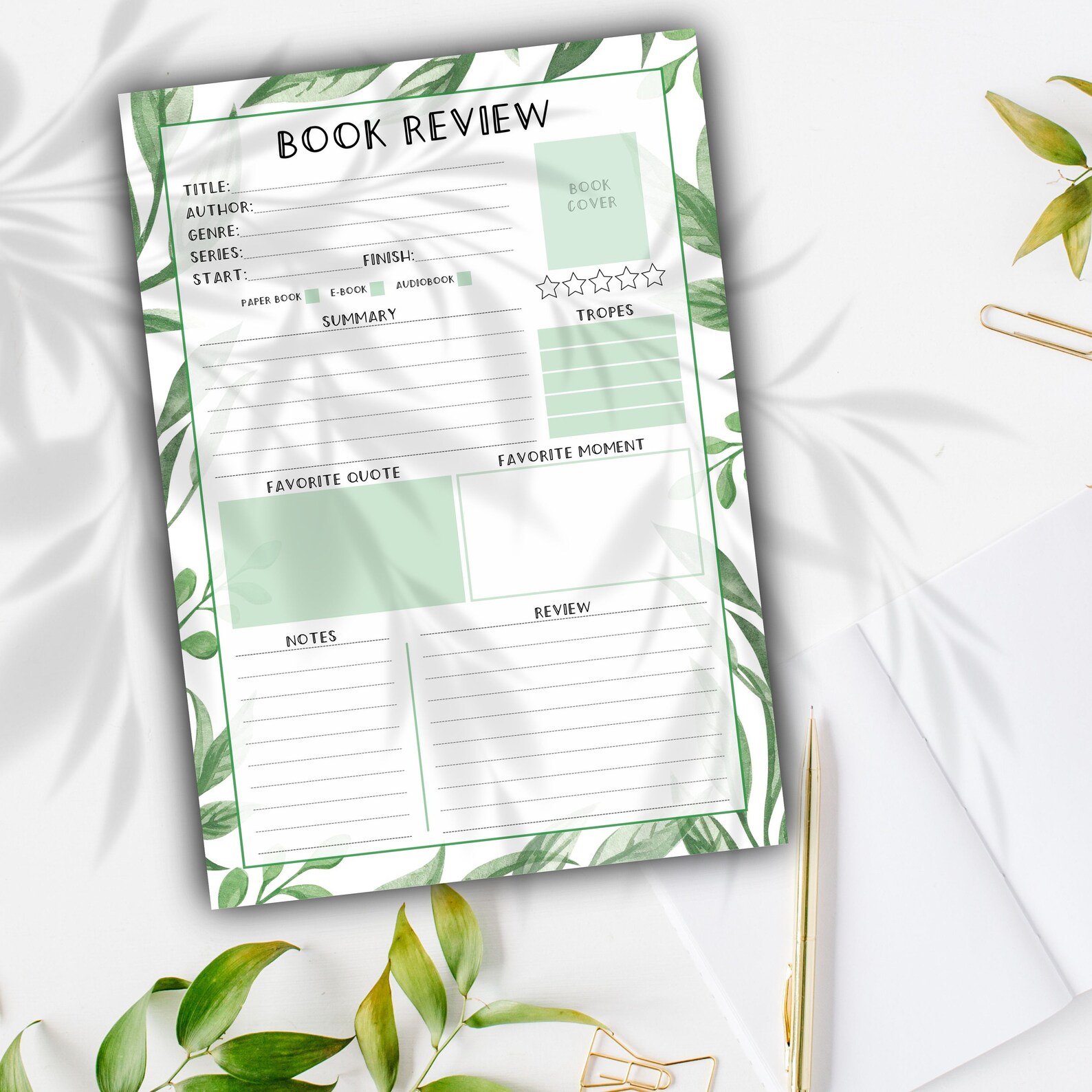 Printable Book Review Template, Spring Reading Tracker, Printable ...