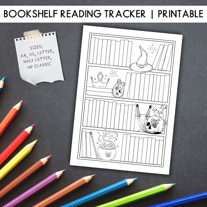Printable Bookshelf Reading Tracker Fantasy Theme Reading - Etsy