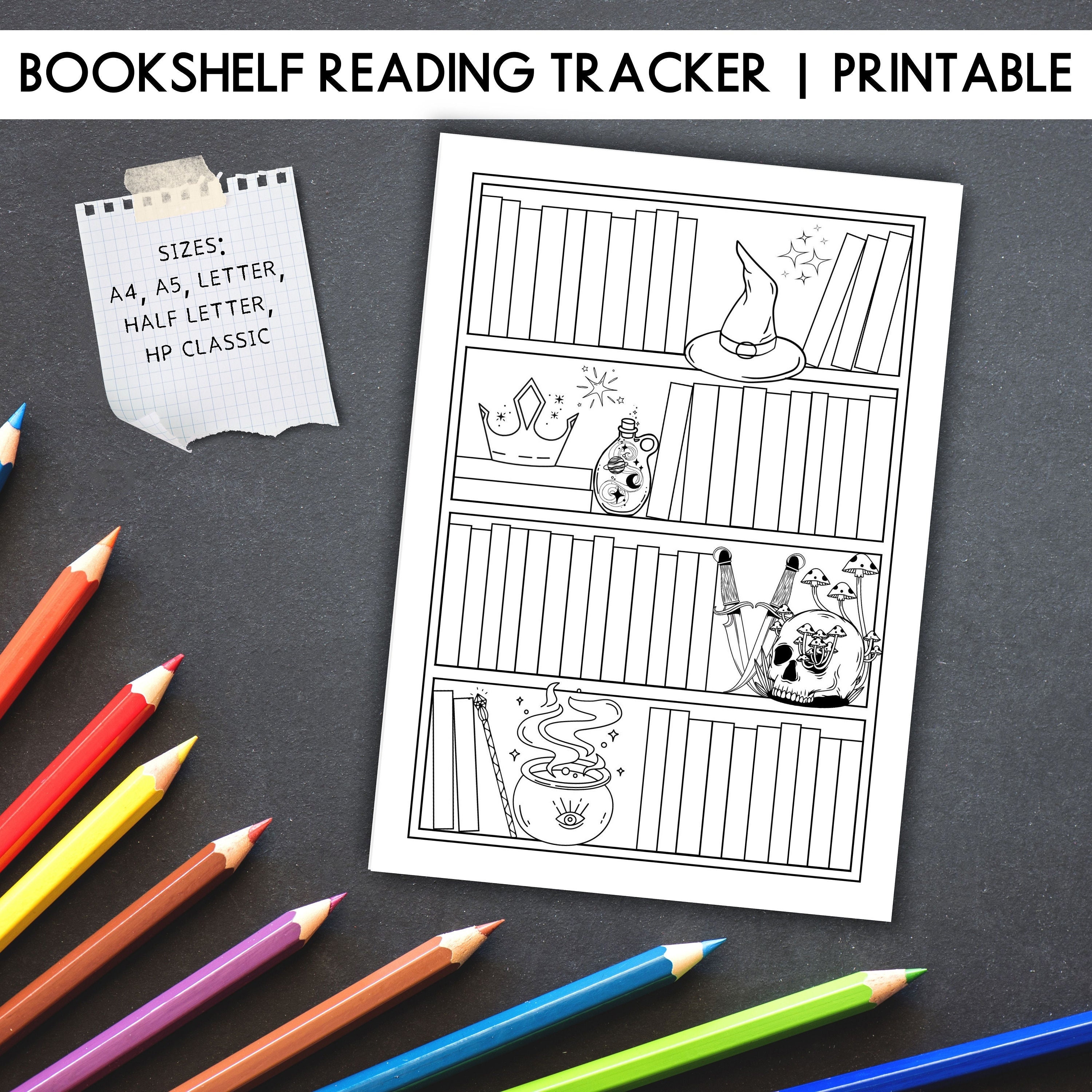 Printable Bookshelf Reading Tracker Fantasy Theme Reading - Etsy