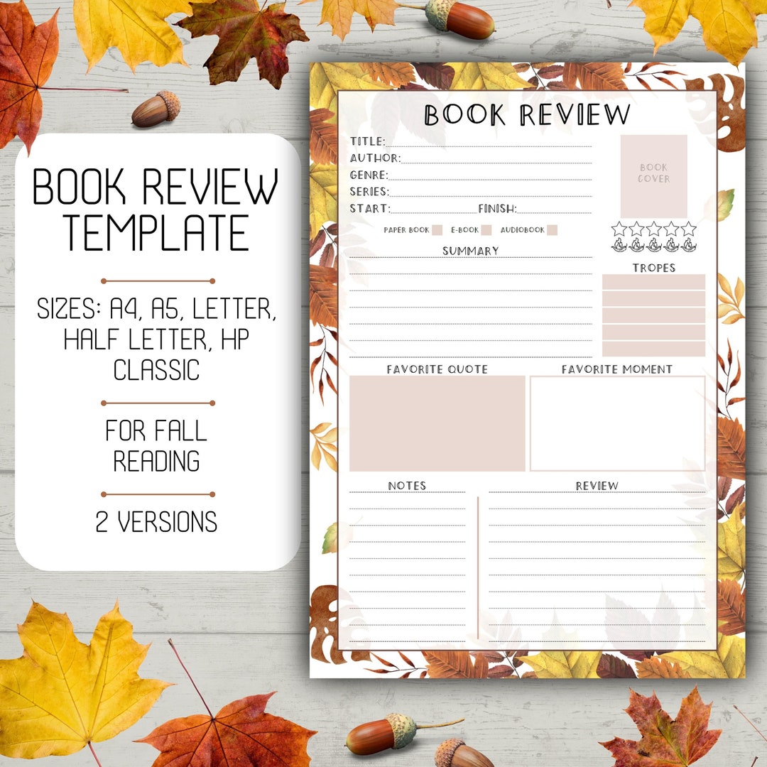 Printable Book Review Template, Fall Reading Tracker, Printable Reading ...
