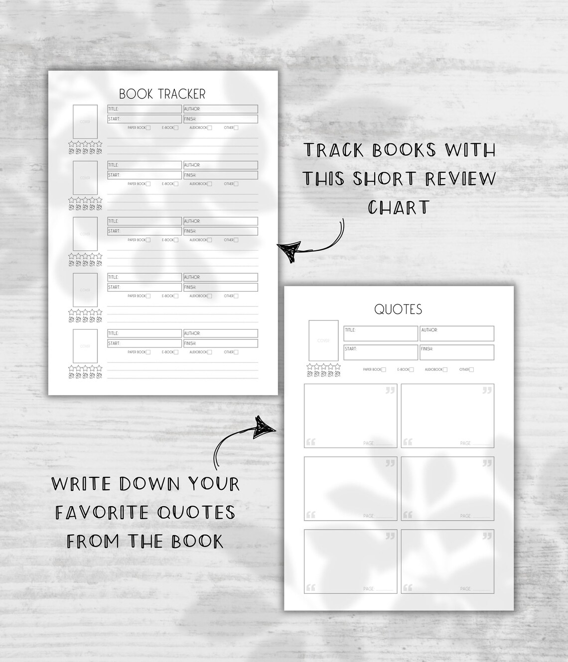 Printable Reading Journal Bundle: Book Review, Tracker, Bookshelves ...