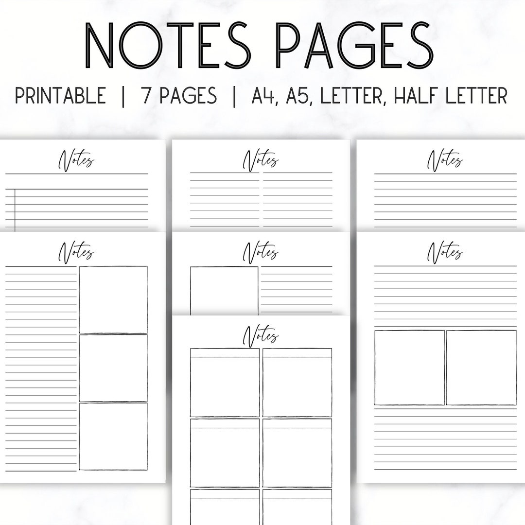 Notes Pages Printable, Simple Lined Notes Pages, Daily Notes Pages ...