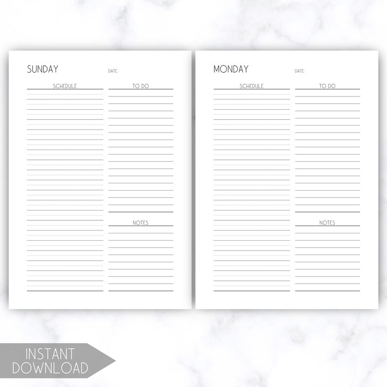 Minimalist Daily Plan Printable Simple Daily Planner - Etsy