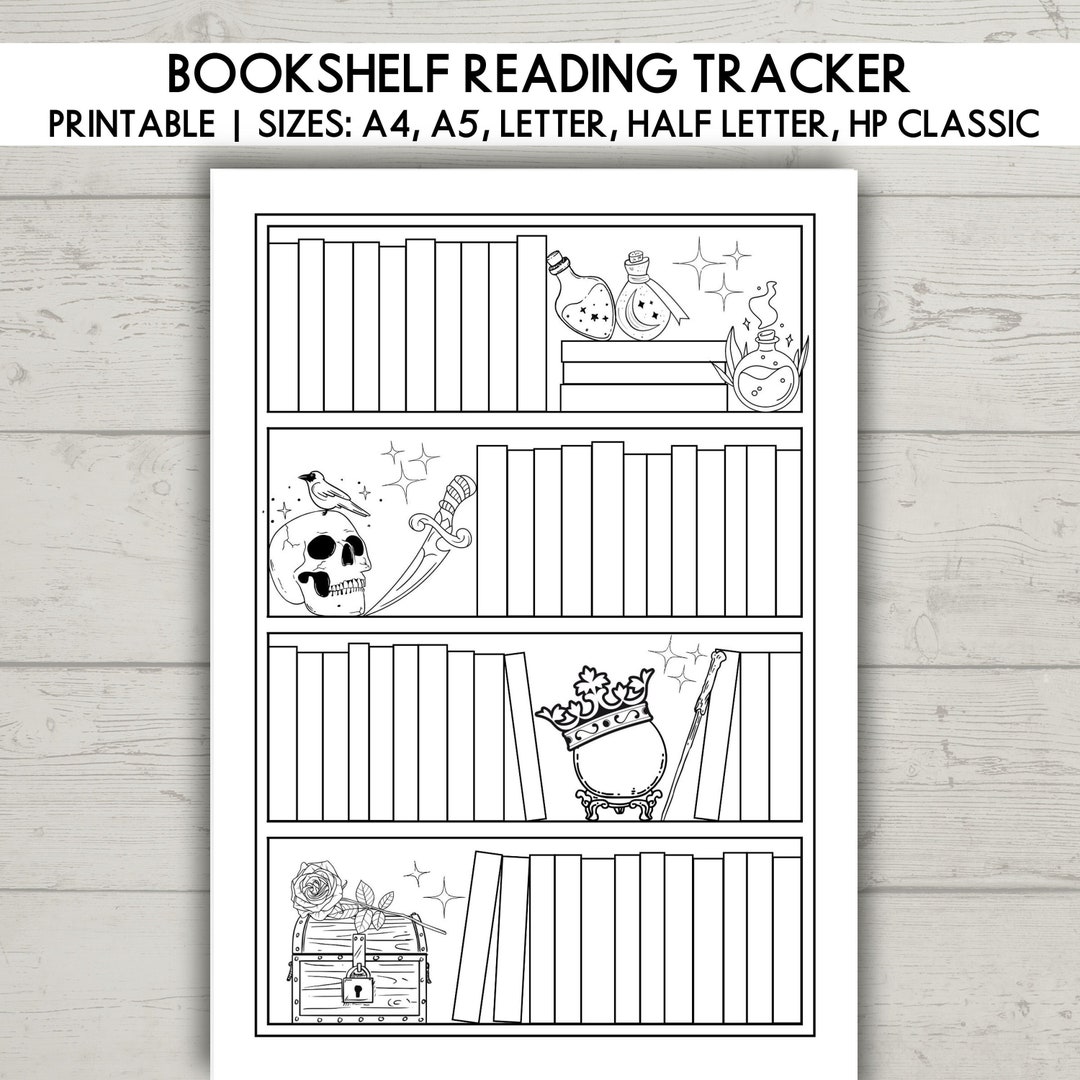 Bookshelf Reading Tracker Printable, Fantasy Theme Reading Planner ...