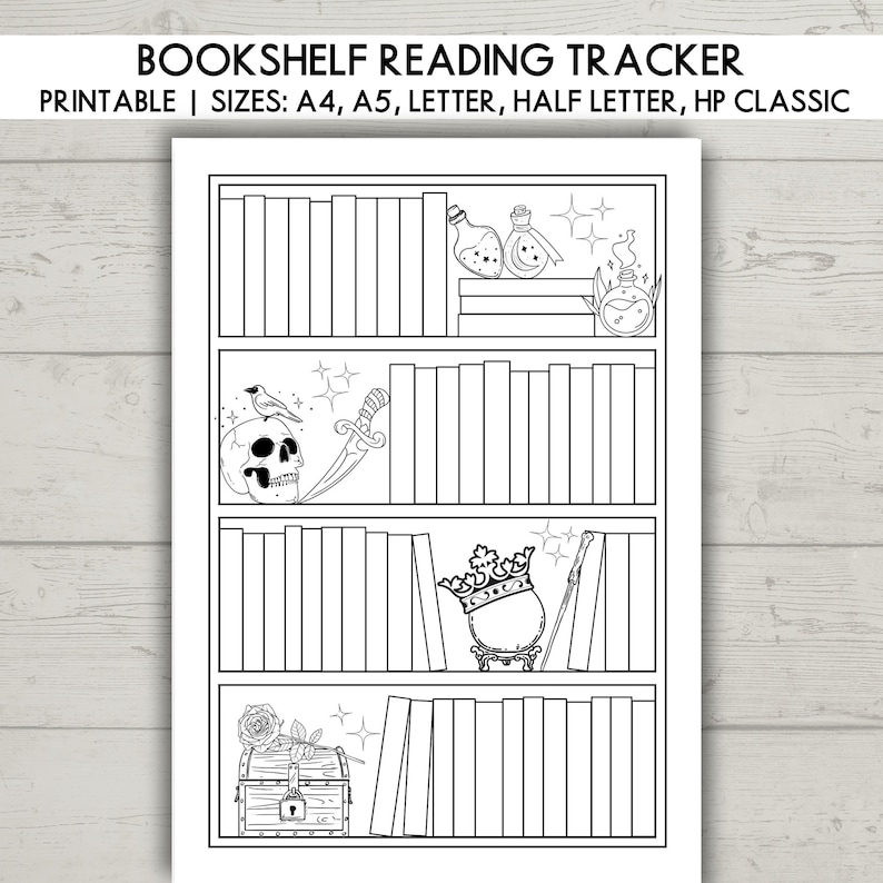 Bookshelf Reading Tracker Printable Fantasy Theme Reading - Etsy