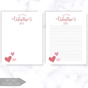 Valentine's Day Writing Paper, Stationery Printable, Lined Notes Pages ...