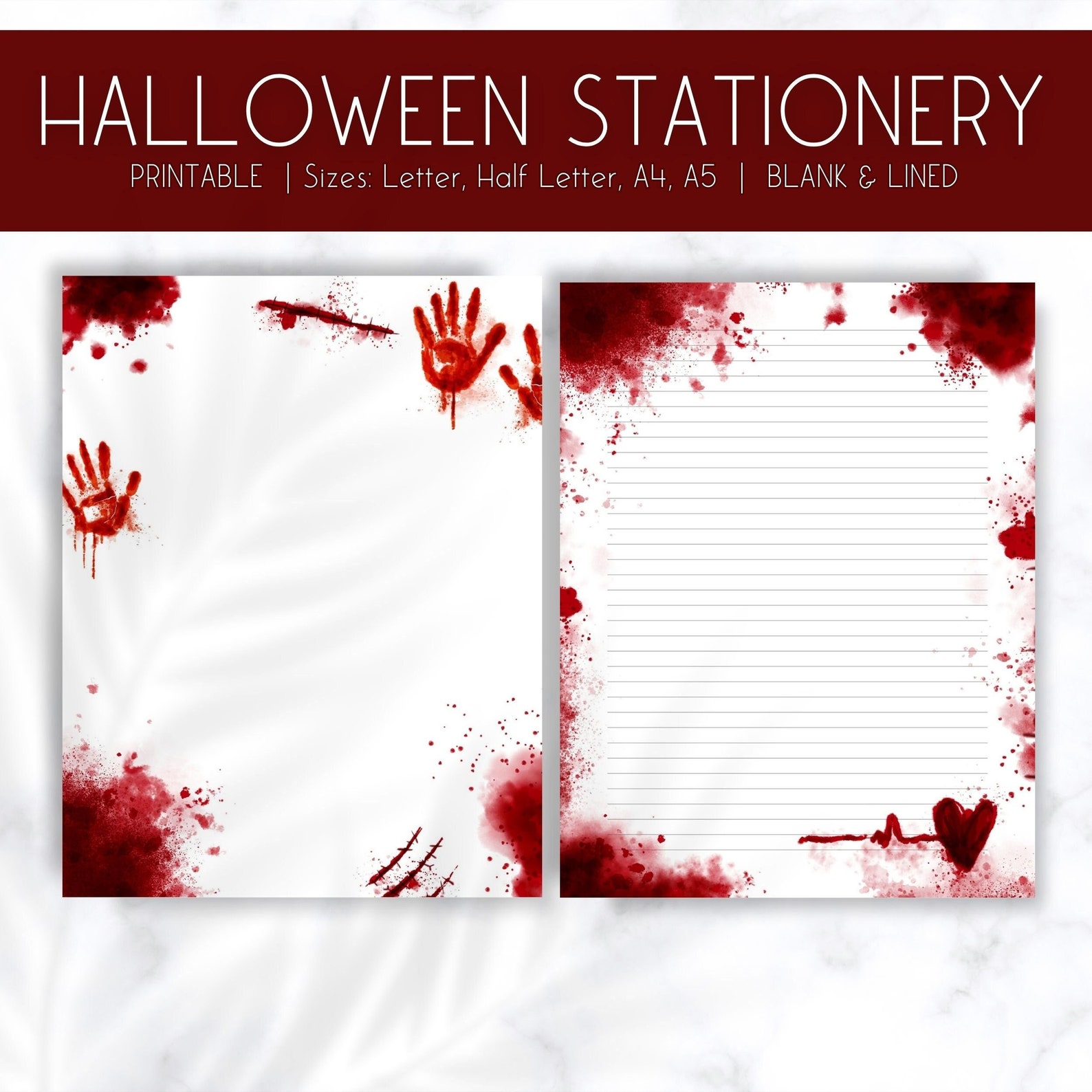Spooky Halloween Stationery: Lined Writing Paper (digital Download) - Etsy