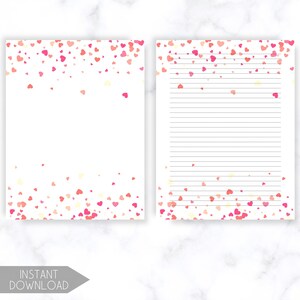 Valentine's Day Writing Paper, Stationery Printable, Lined Notes Pages ...
