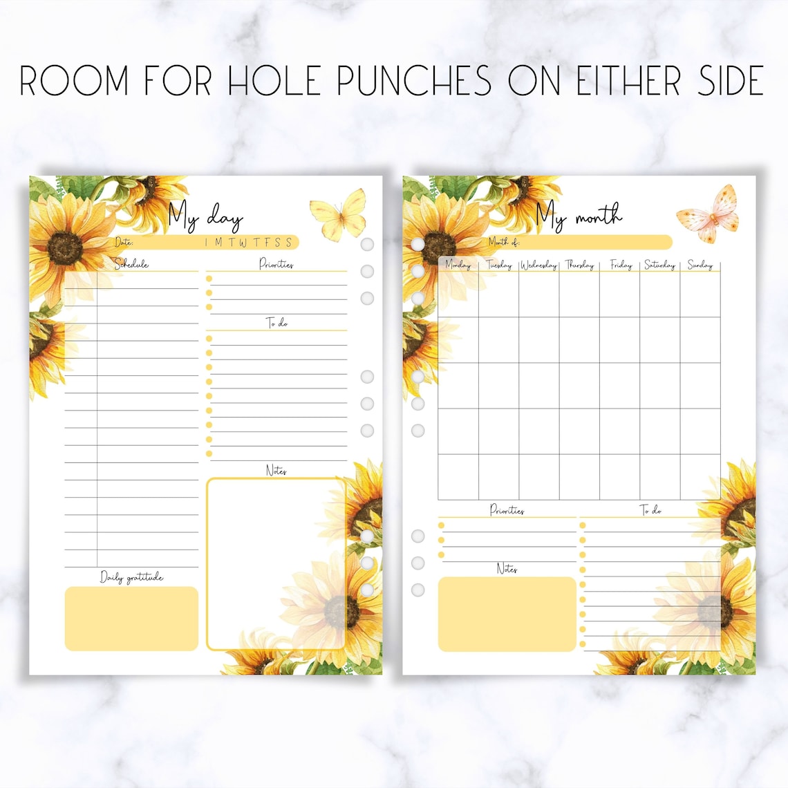 Sunflower Planner Bundle: Daily, Weekly, Monthly (printable) - Etsy