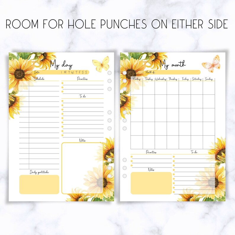 Sunflower Planner Bundle: Daily, Weekly, Monthly (printable) - Etsy